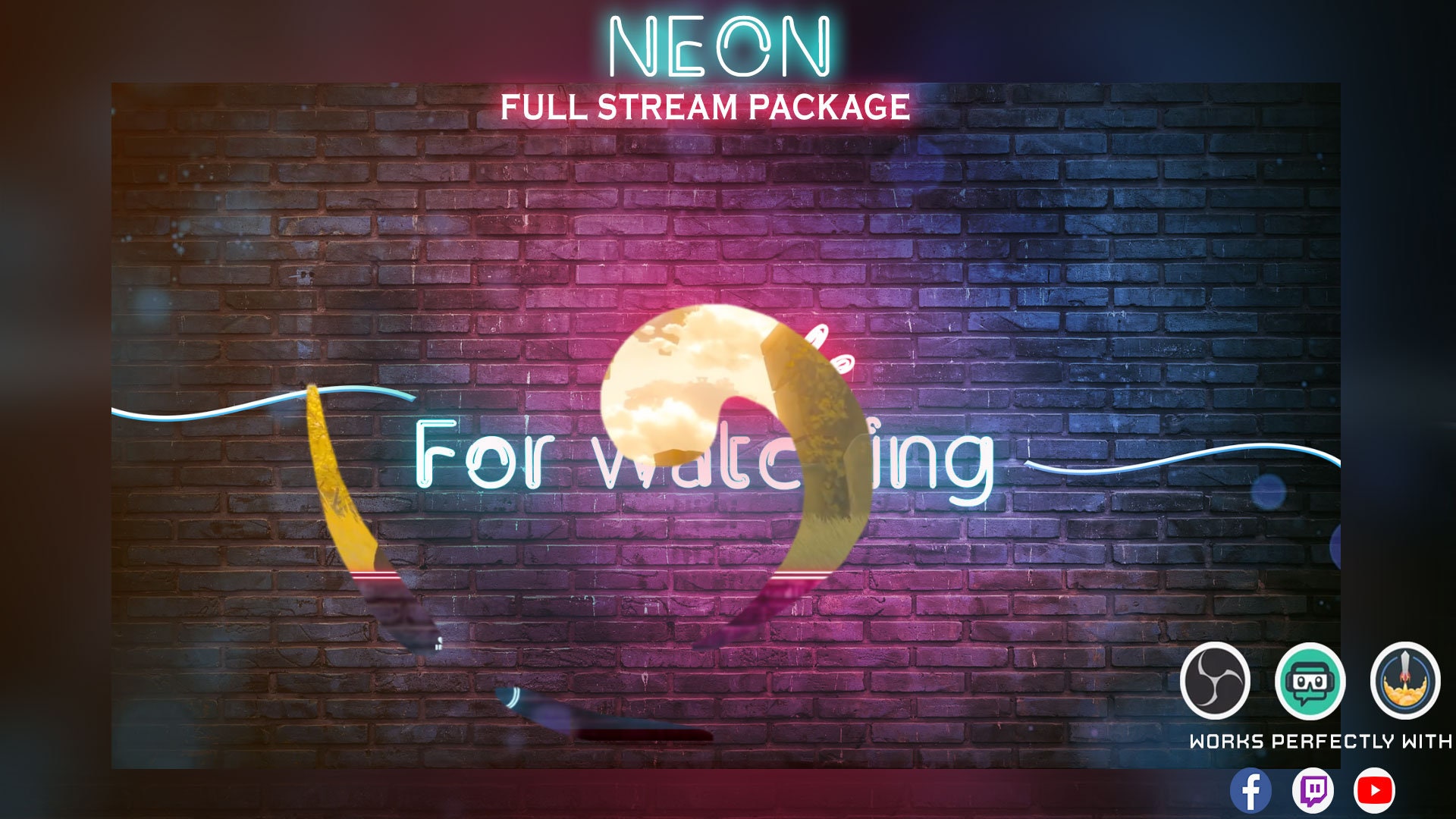 Neon Animated Stream Overlay Package Retro Screens Facecam Alerts ...