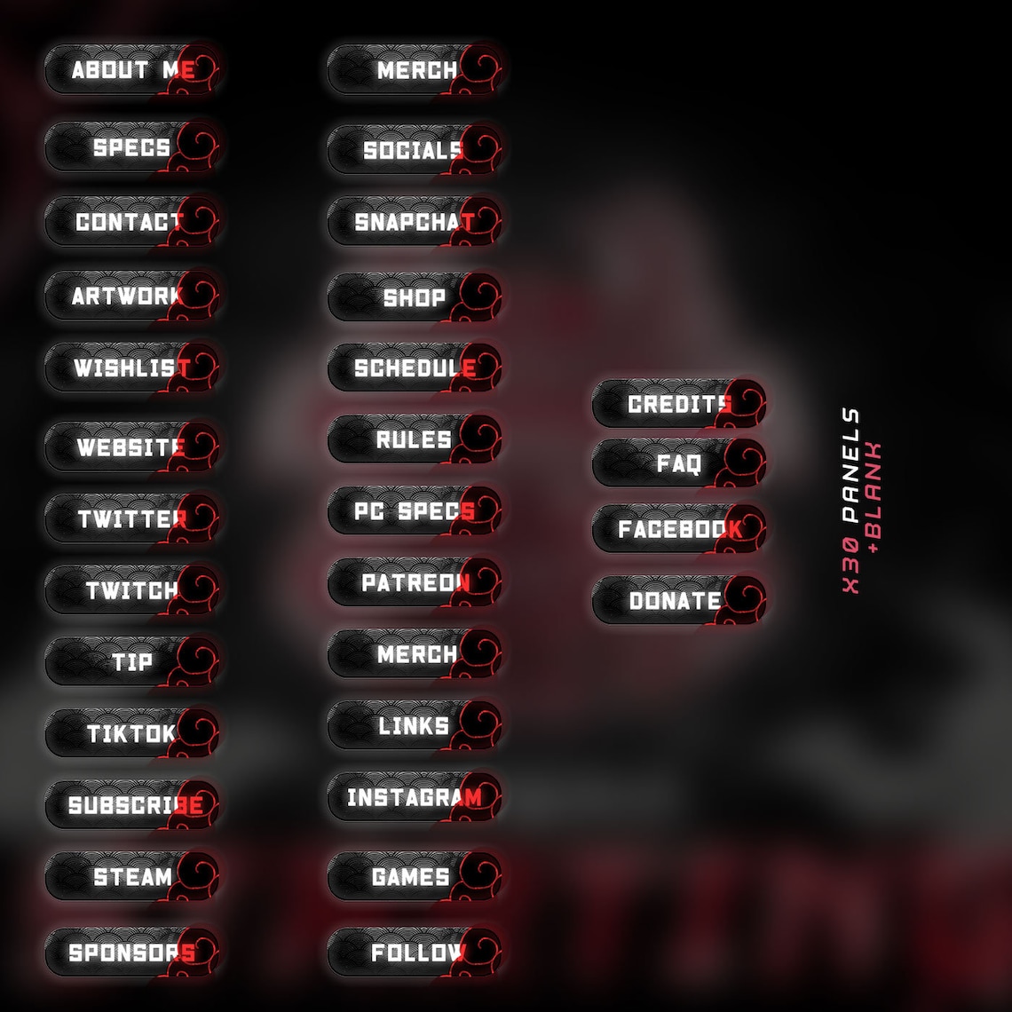 Animated Red Oni Stream Overlay Package Dark Akuma Themed Screens ...