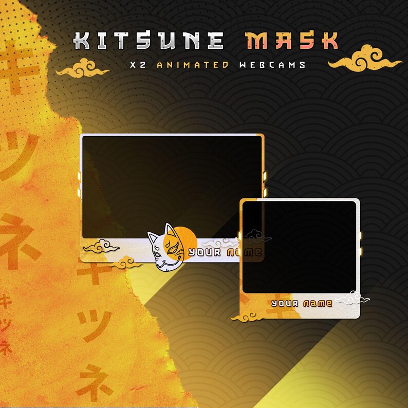 Animated Kitsune Yellow Mask for Twitch Streamers Full Twitch Package ...
