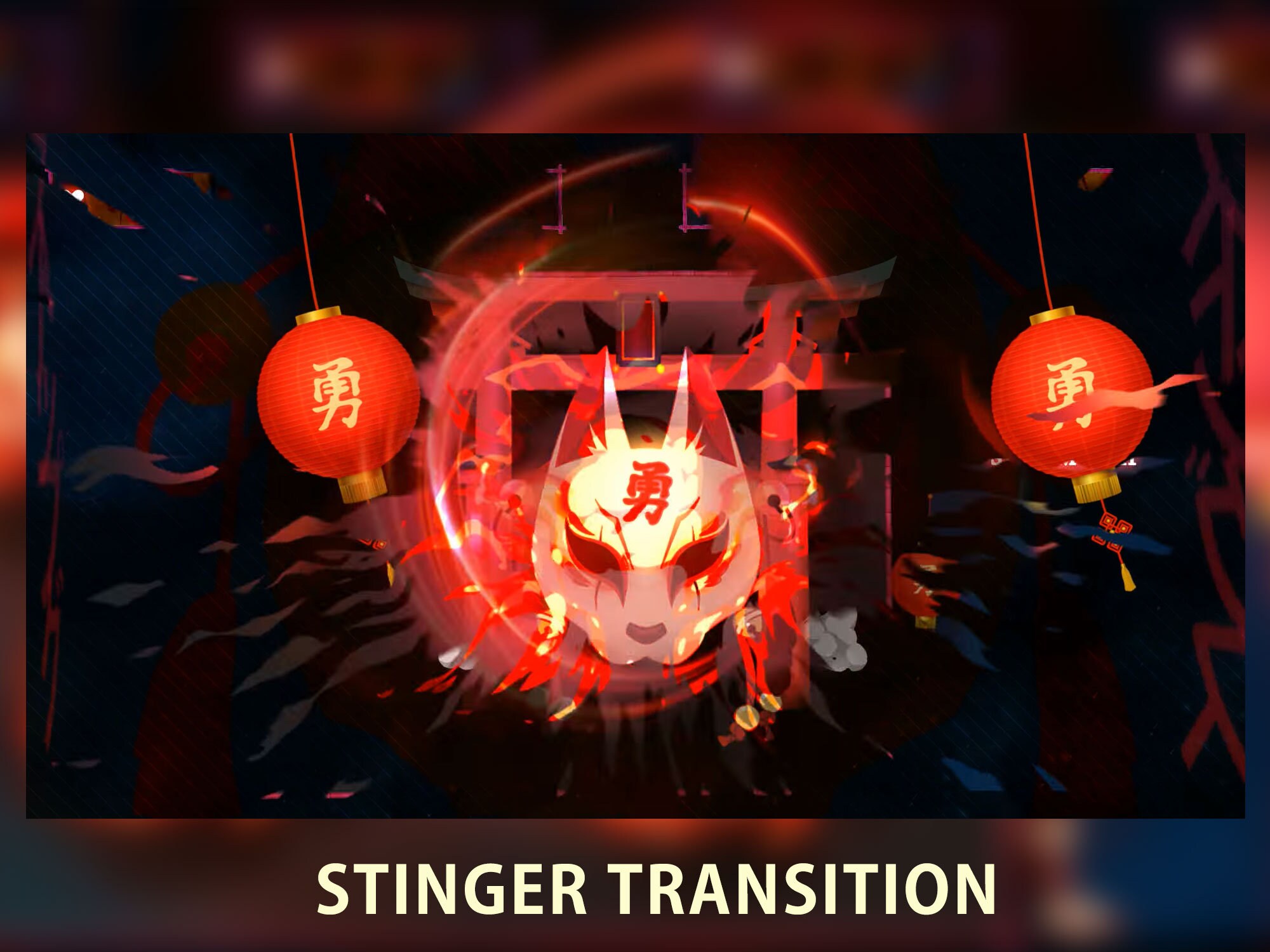 Kitsune Mask Animated Twitch Overlay Package , Japanese Kitsune Red ...