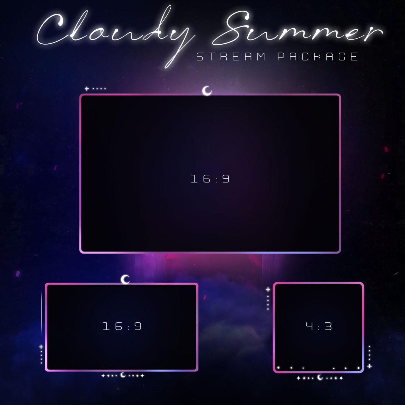 Animated Cloudy Summer Stream Package Twitch Overlay Animated Alerts ...