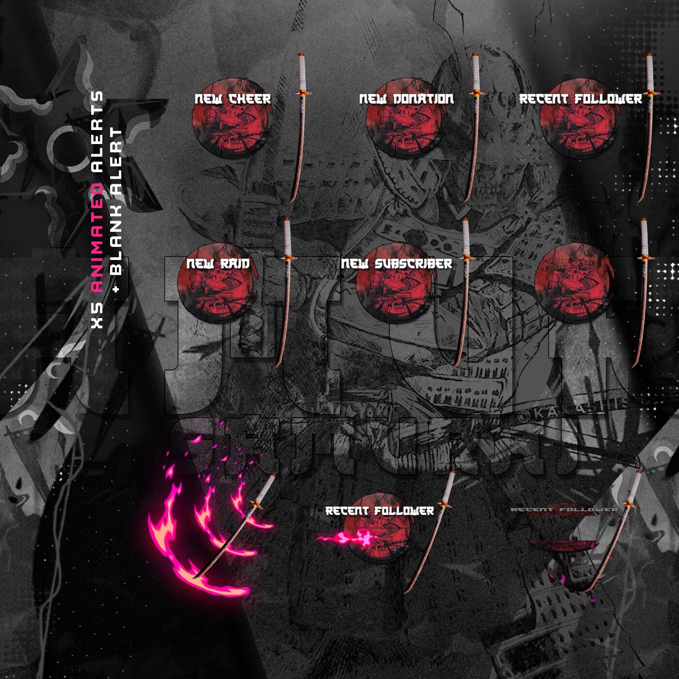 Animated Samurai Twitch Streamers Full Twitch Package Animated Alerts ...