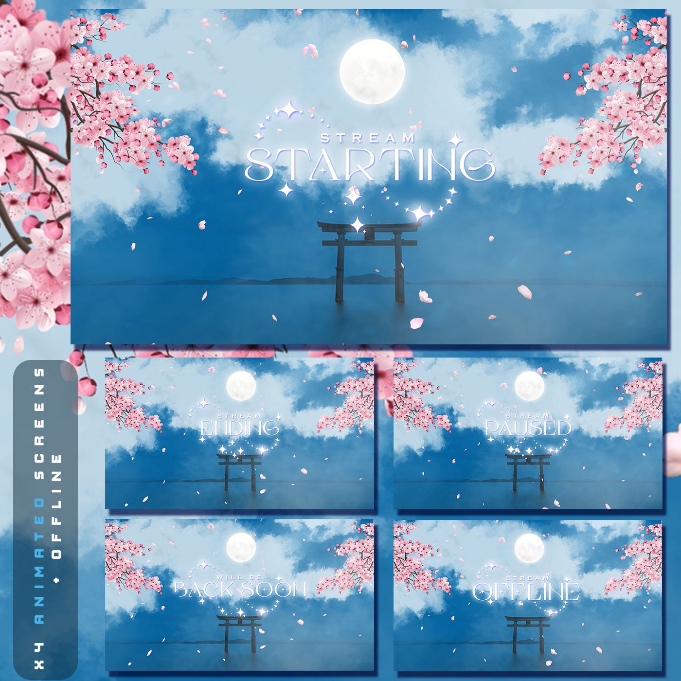 Premium Sakura Stream Overlays Cherry Blossom for Twitch Streamers Cute ...