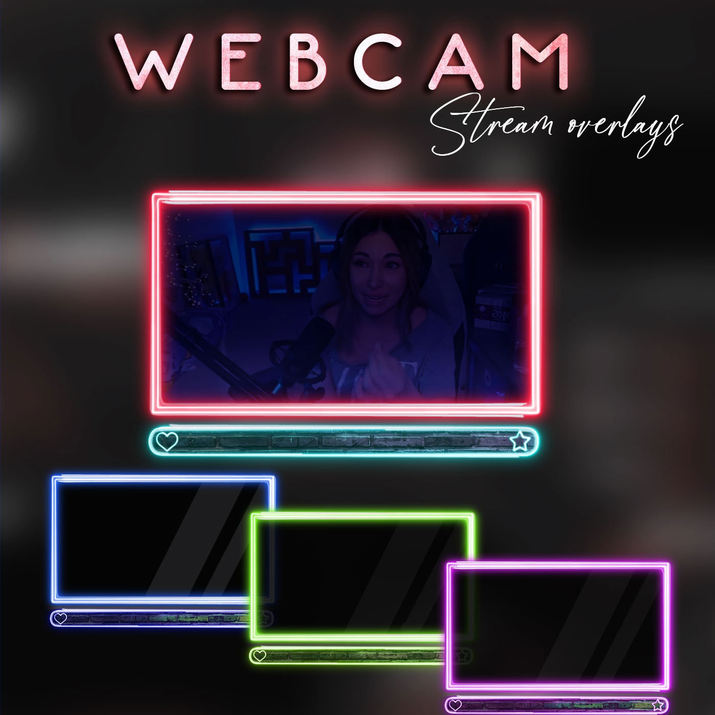 Animated Webcam Frame Pack Neon Facecam Twitch Graphics Youtube Overlay ...