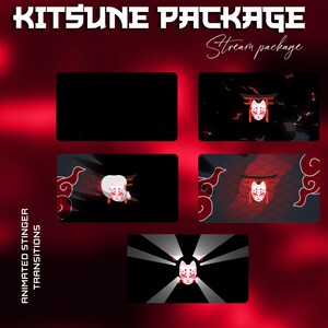 Animated Kitsune Red Mask for Twitch Streamers Full Twitch Package ...