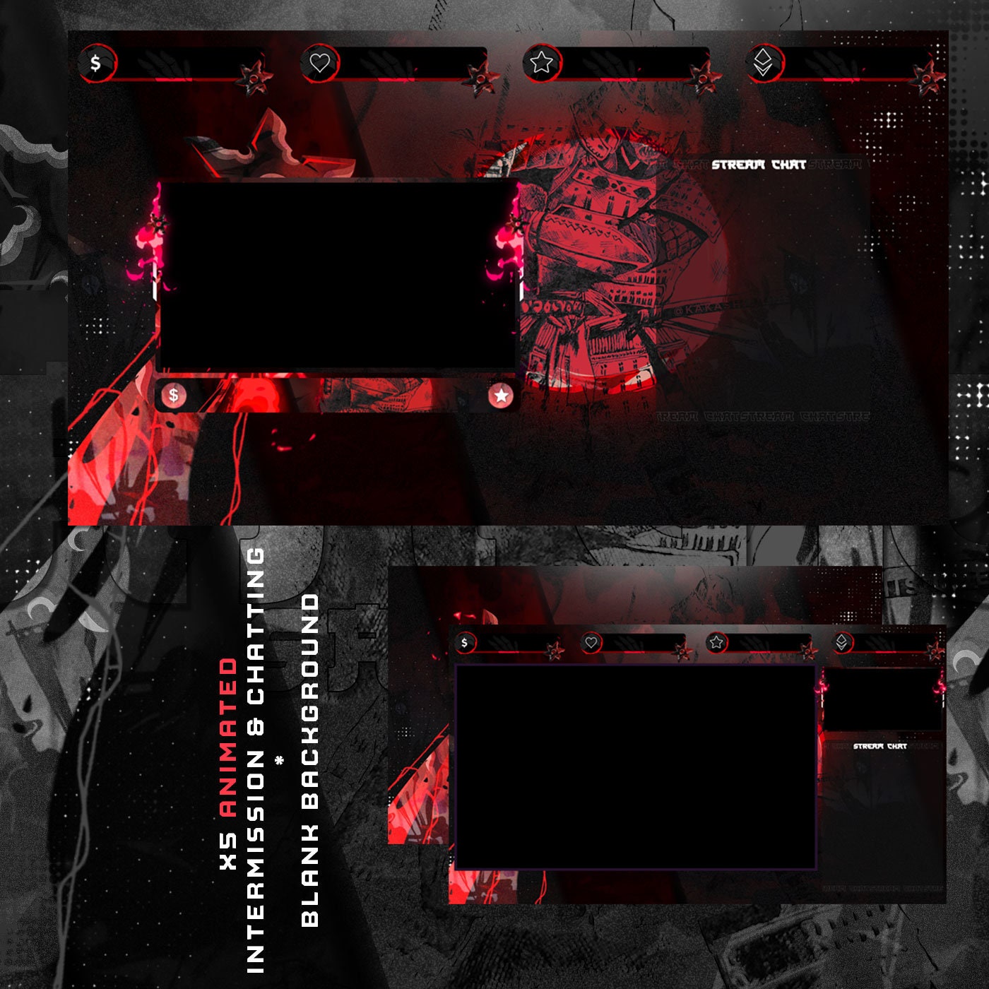 Animated Samurai Shiruken Twitch Streamers Full Twitch Package Animated ...