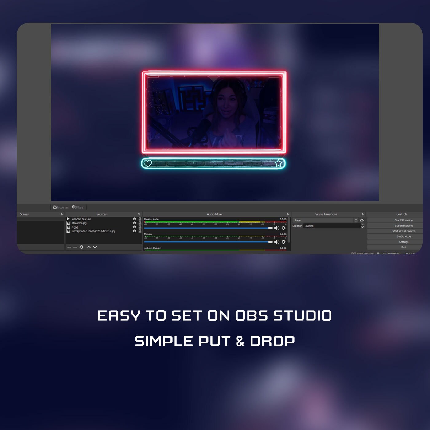 Animated Webcam Frame Pack Neon Facecam Twitch Graphics Youtube Overlay ...