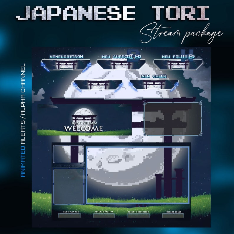 Animated Stream Package Japanese Gate Twitch Overlay Animated Alerts ...