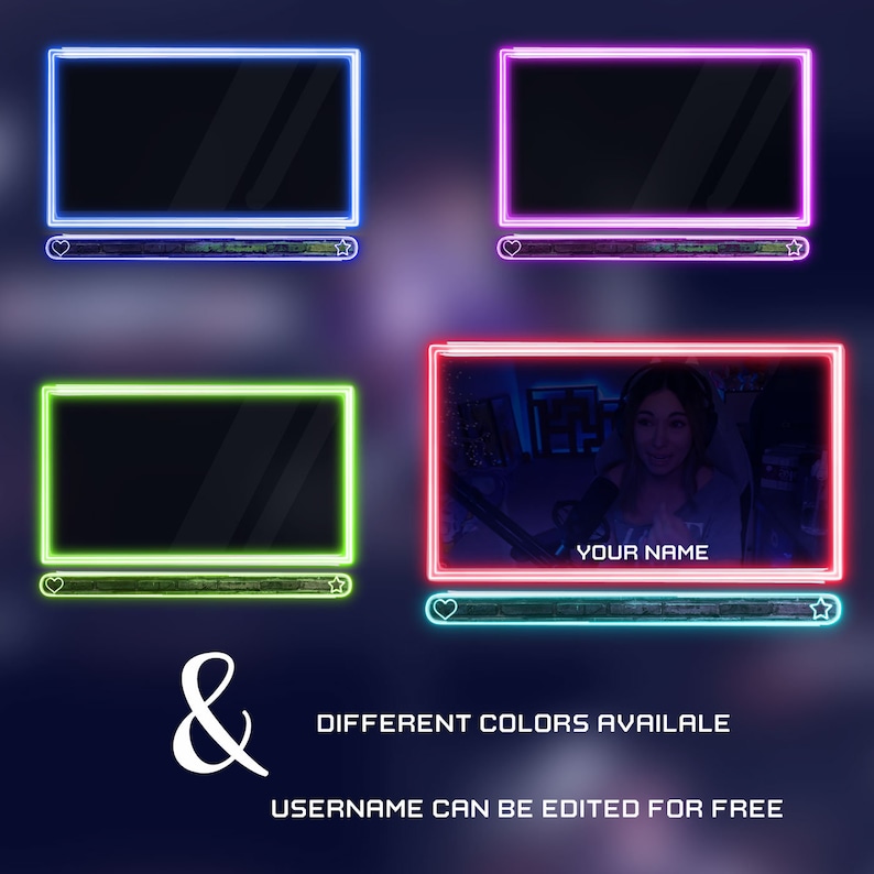 Animated Webcam Frame Pack Neon Facecam Twitch Graphics Youtube Overlay ...