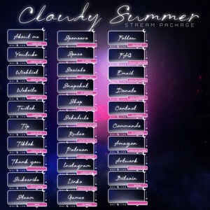 Animated Cloudy Summer Stream Package Twitch Overlay Animated Alerts ...