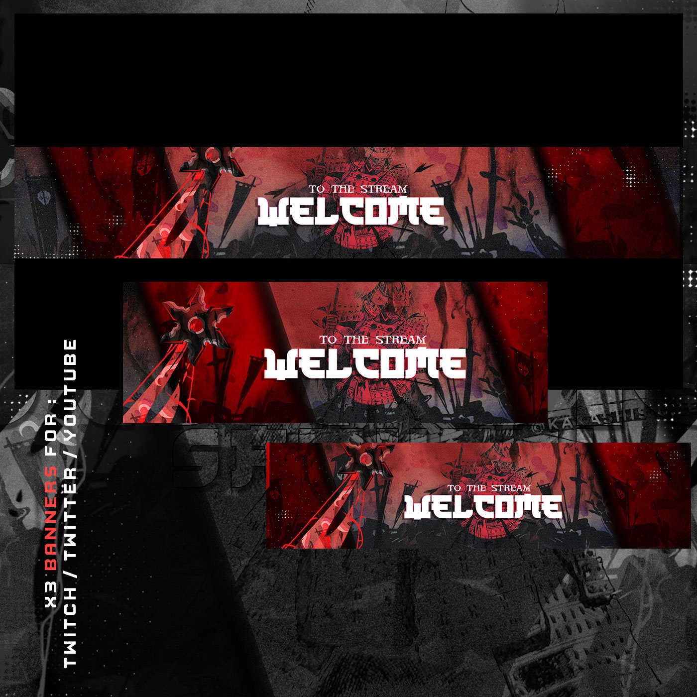 Animated Samurai Shiruken Twitch Streamers Full Twitch Package Animated ...