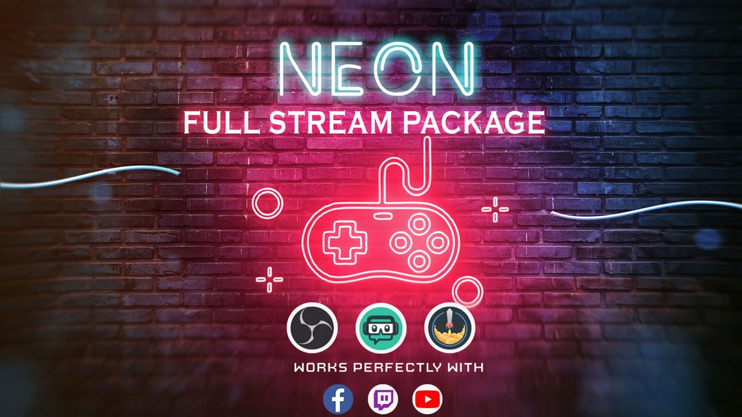 Neon Animated Stream Overlay Package Retro Screens Facecam Alerts ...