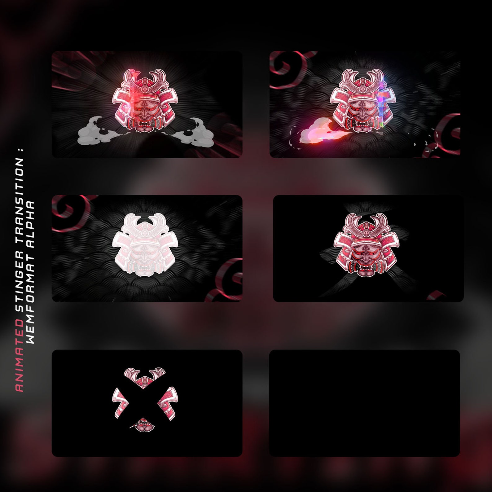 Animated Red Oni Stream Overlay Package Dark Akuma Themed Screens ...