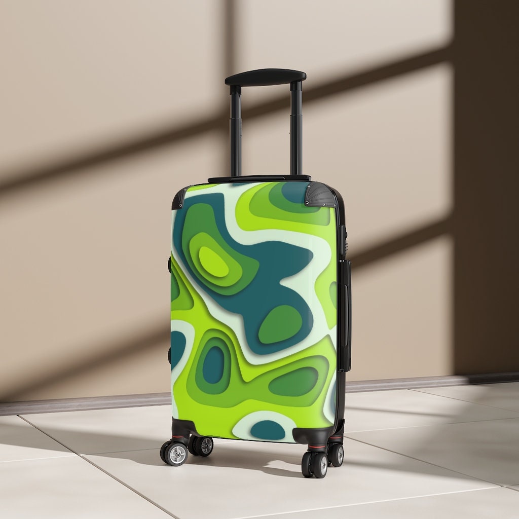 Green Topographic Map Suitcase - Etsy