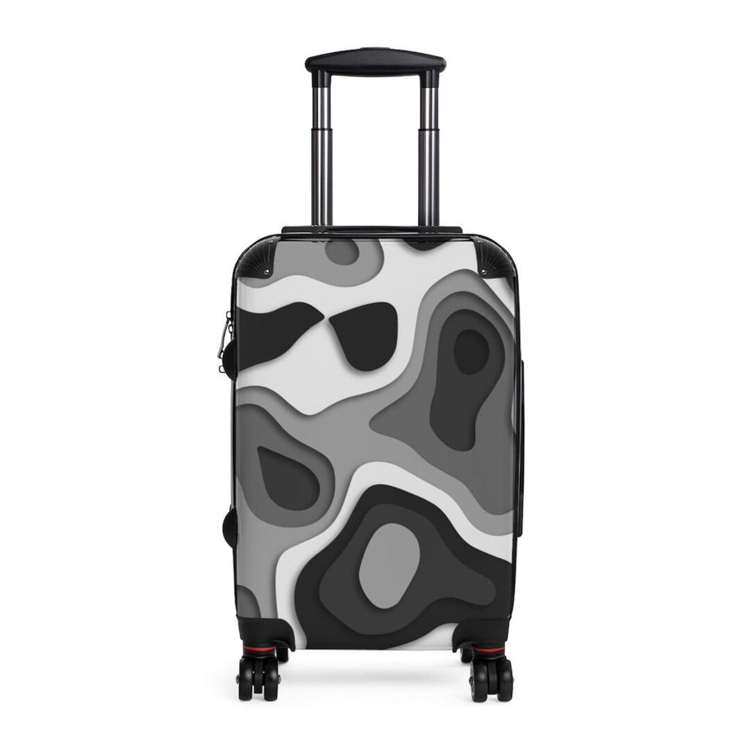 Black and White Topographic Map Suitcase - Etsy