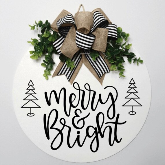 16in Round Wooden Door Sign for Christmas | Etsy