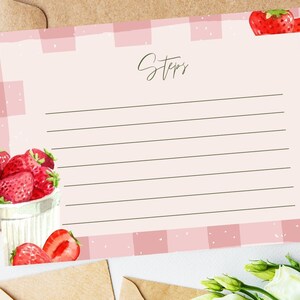 EDITABLE Strawberry Picnic Recipe Cards Printable 6x4 PDF Print, Recipe ...