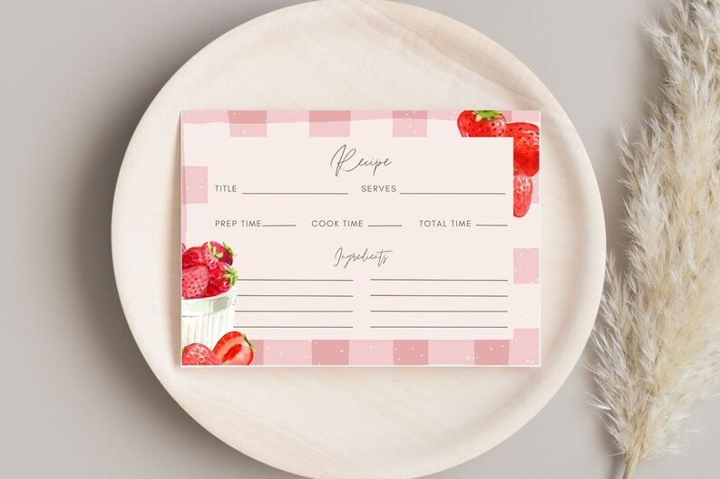 EDITABLE Strawberry Picnic Recipe Cards Printable 6x4 PDF Print, Recipe ...