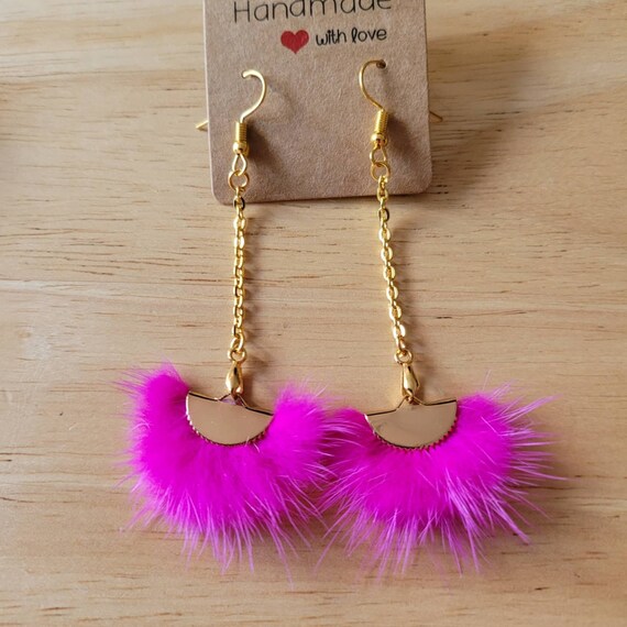 Gold Drop Pink Faux Fur Fan - Etsy