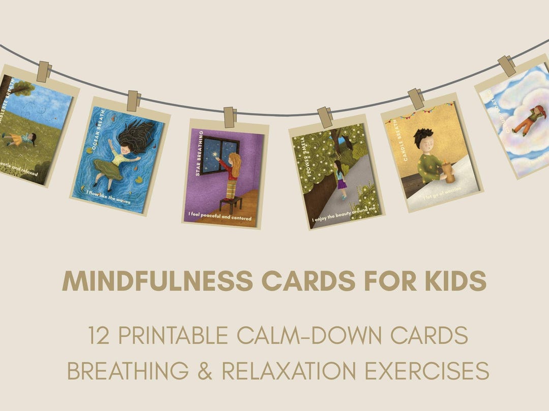 Calm Down Cards for Kids Printable, Mindfulness Cards, Breathing ...