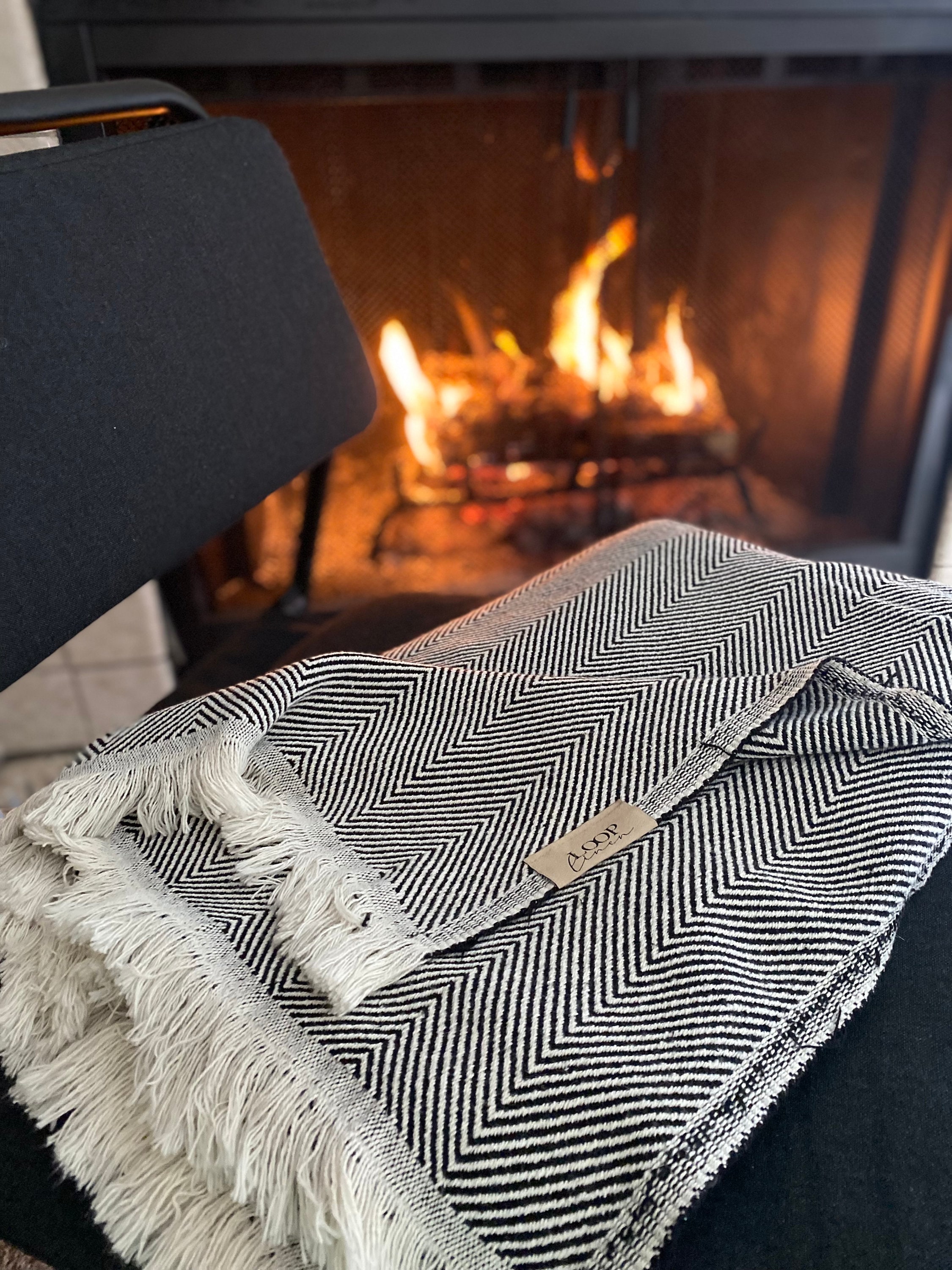 Loop Linen Cotton Throw Blanket, Hand Woven Housewarming Gift, Home ...
