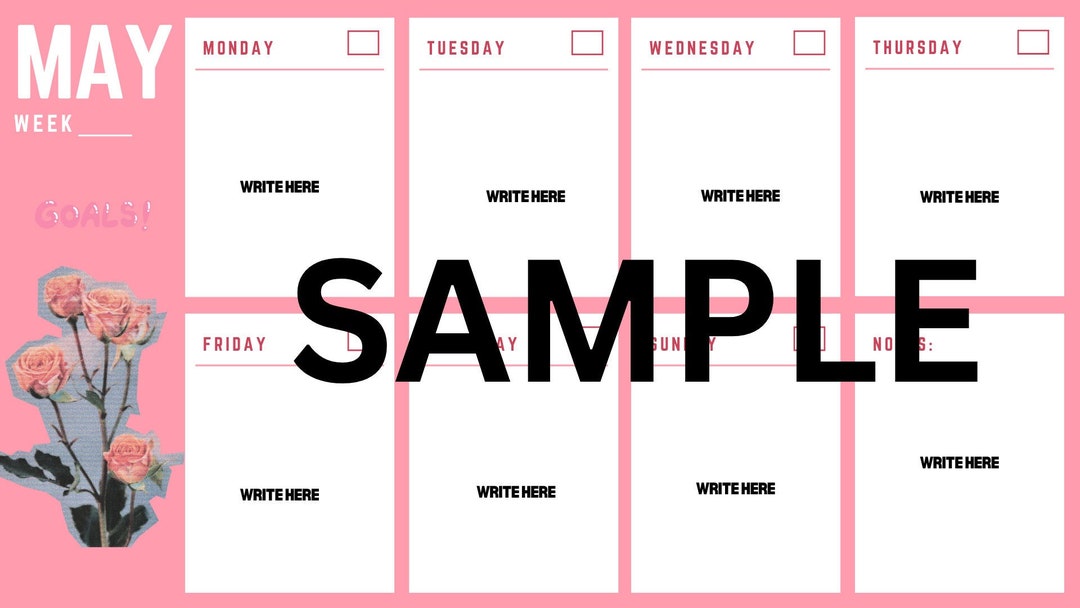 12 Best 1 Weekly Calendar in Each Month of the Whole Year. Reusabe, No ...