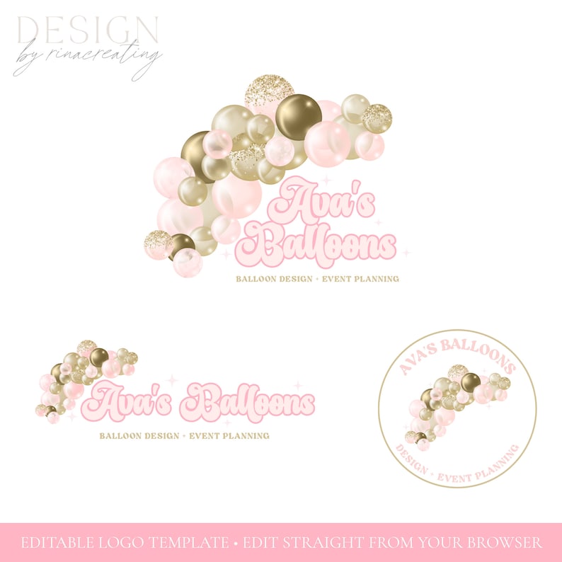 Balloon Logo, Party Business Logo, Editable Logo Template, Logo ...