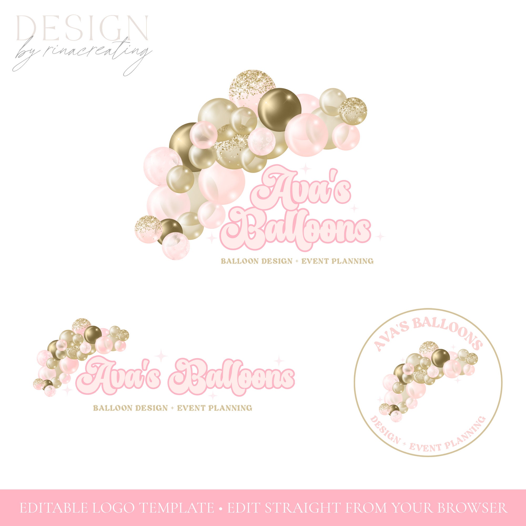 Balloon Logo, Party Business Logo, Editable Logo Template, Logo ...