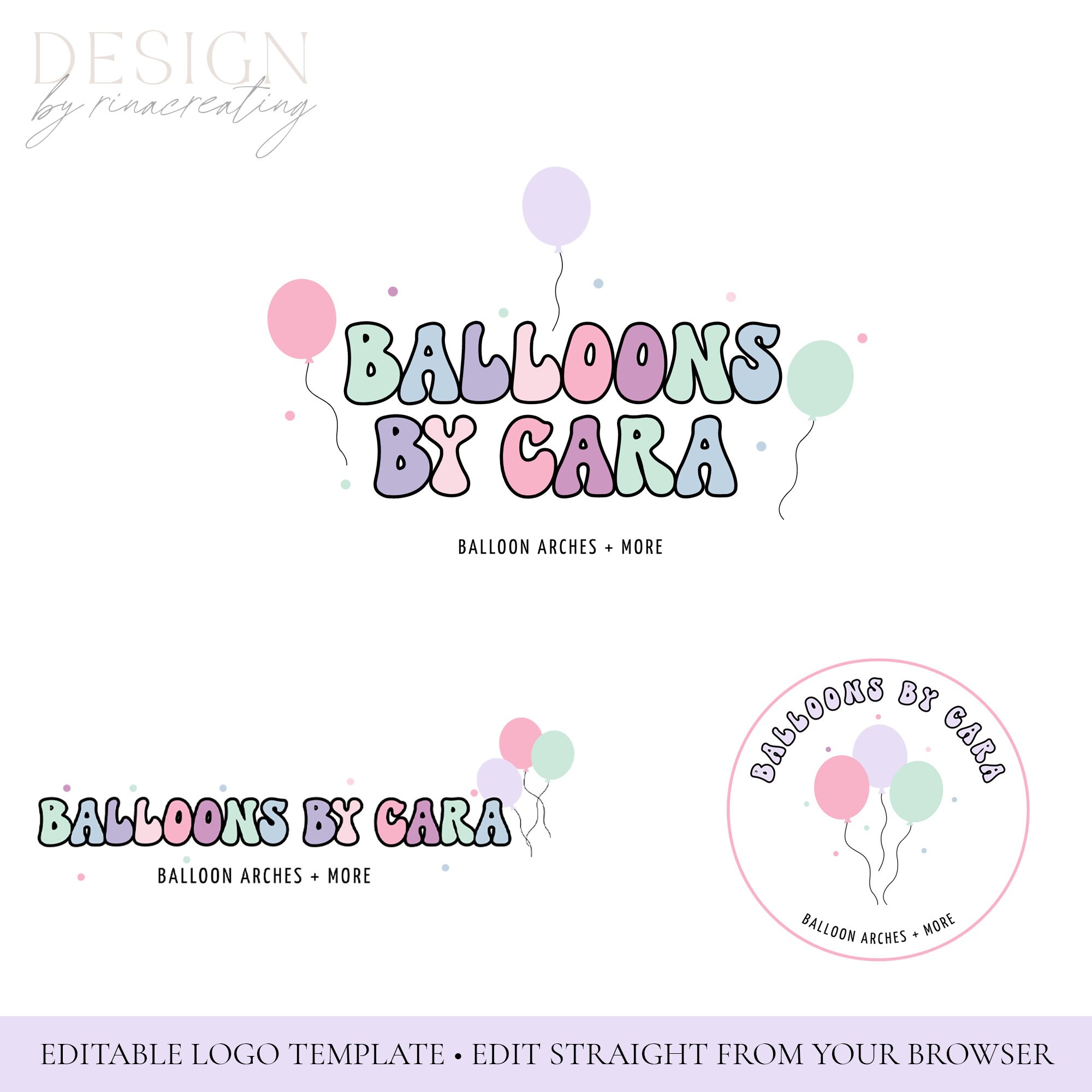 Balloon Logo Party Business Logo Editable Logo Template - Etsy