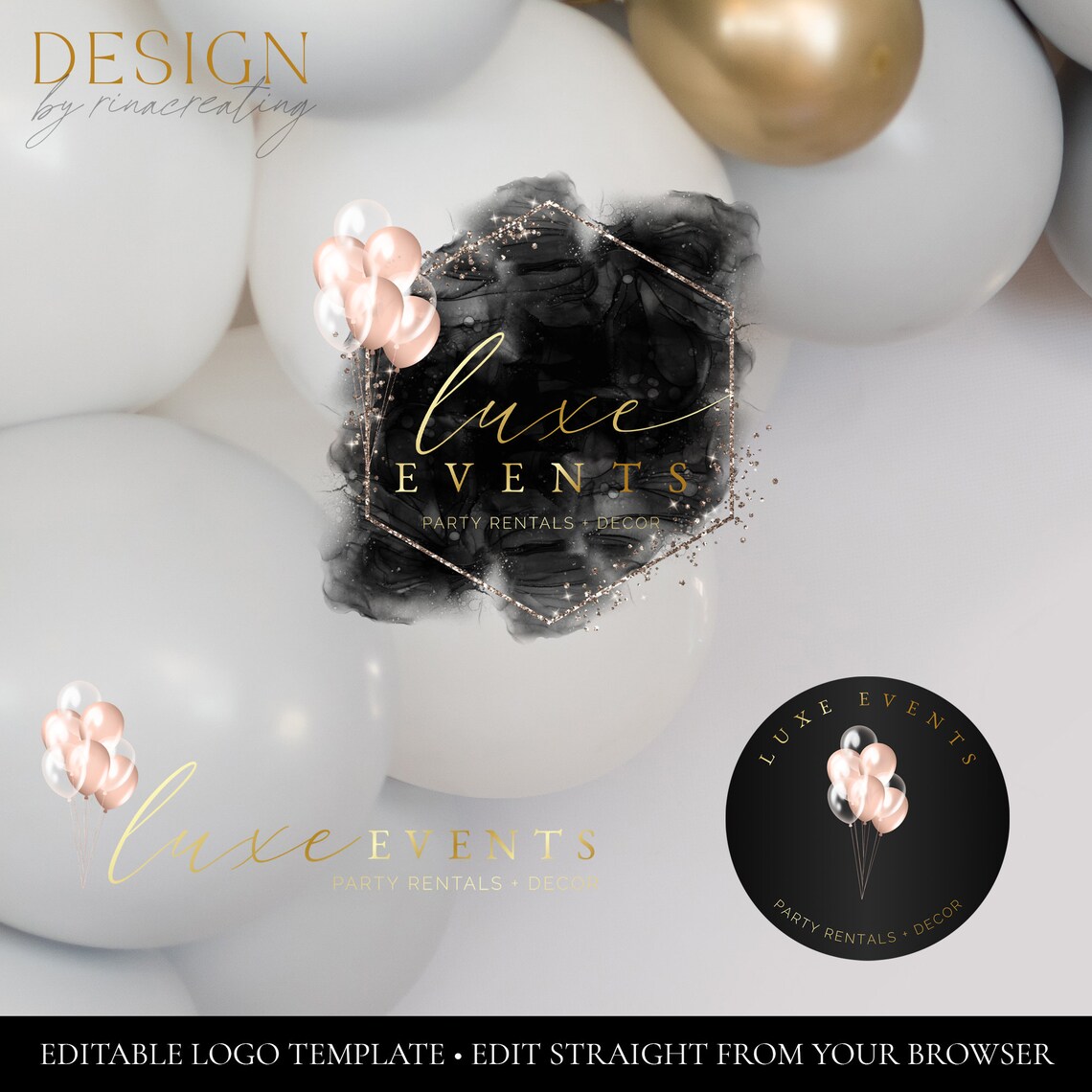 Event Planner Logo, Party Business Logo, Editable Logo Template, Logo ...