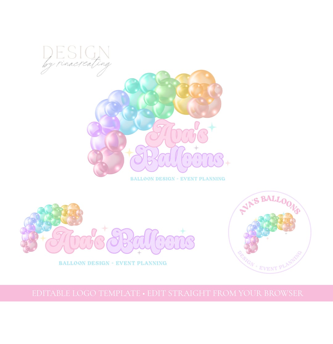Balloon Logo, Party Business Logo, Editable Logo Template, Logo ...