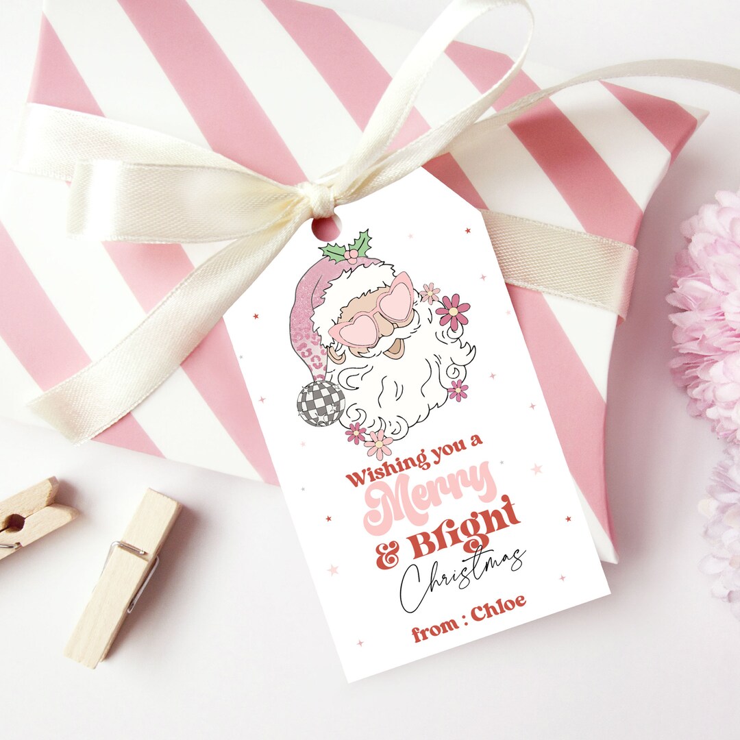 Christmas Gift Tag, Merry and Bright Gift Tag - Etsy