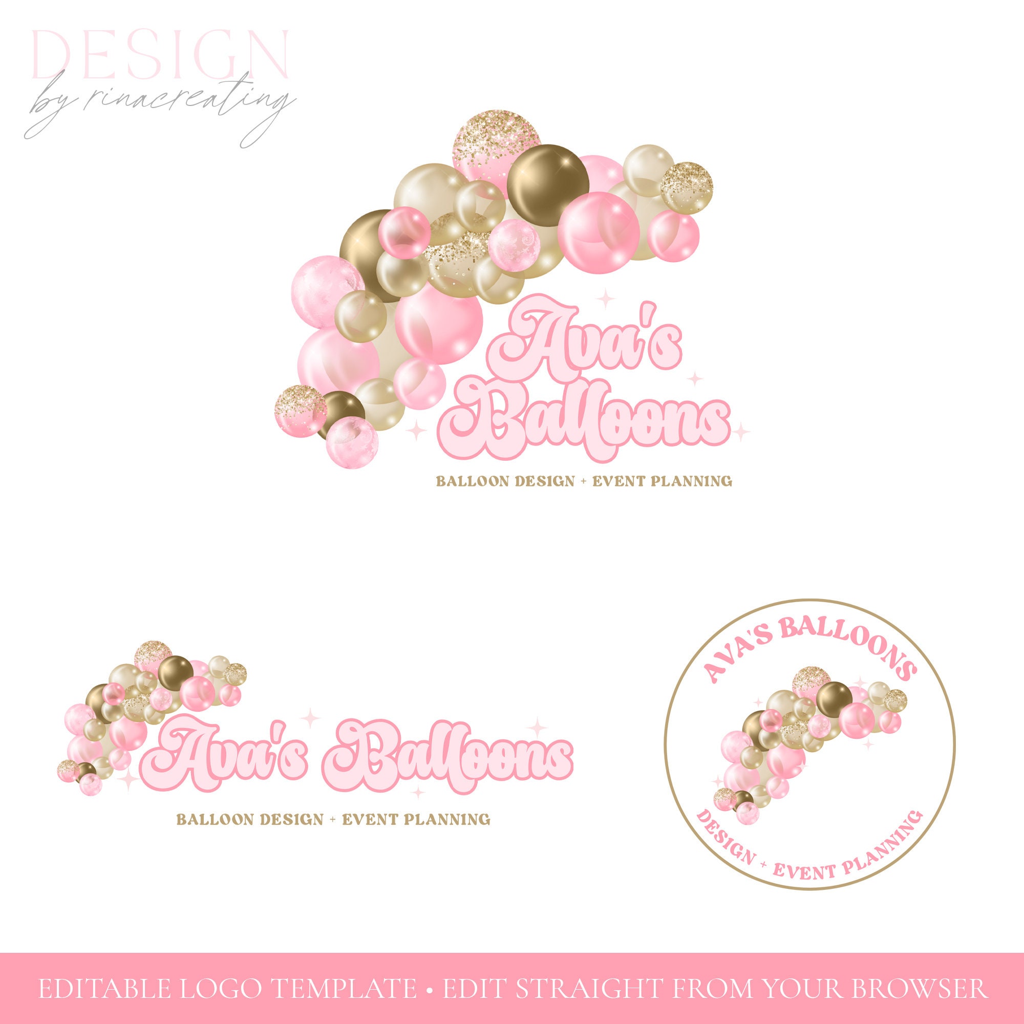 Balloon Logo, Party Business Logo, Editable Logo Template, Logo ...