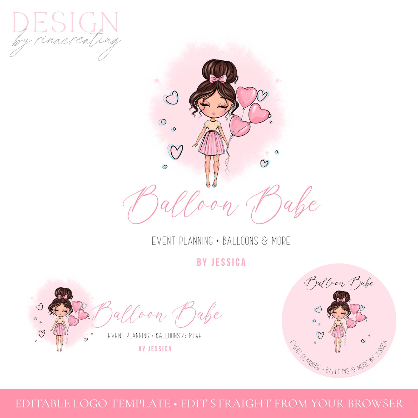 Balloon Logo, Party Business Logo, Editable Logo Template, Logo ...