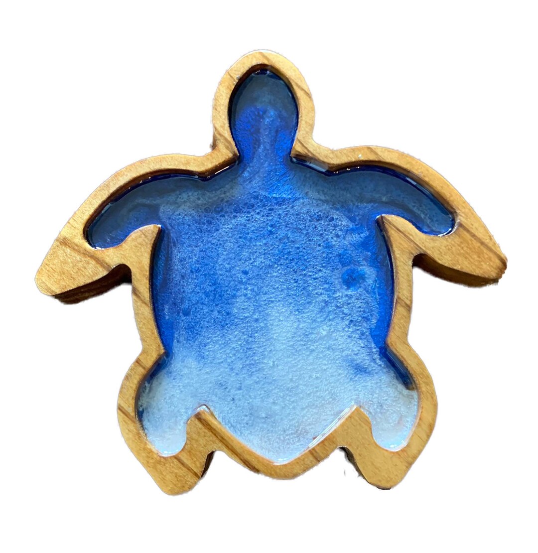 Sea Turtle Epoxy Ocean Desk Valet Ring Key Tray - 6" X 6" - Etsy