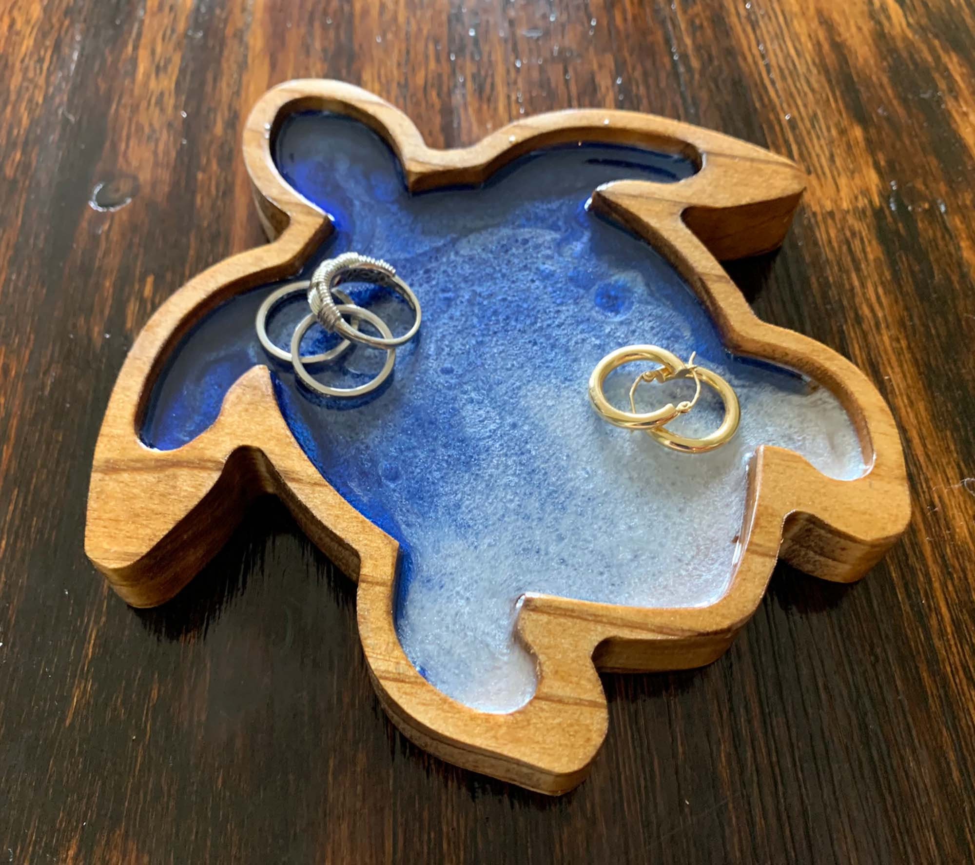 Sea Turtle Epoxy Ocean Desk Valet Ring Key Tray - 6" X 6" - Etsy