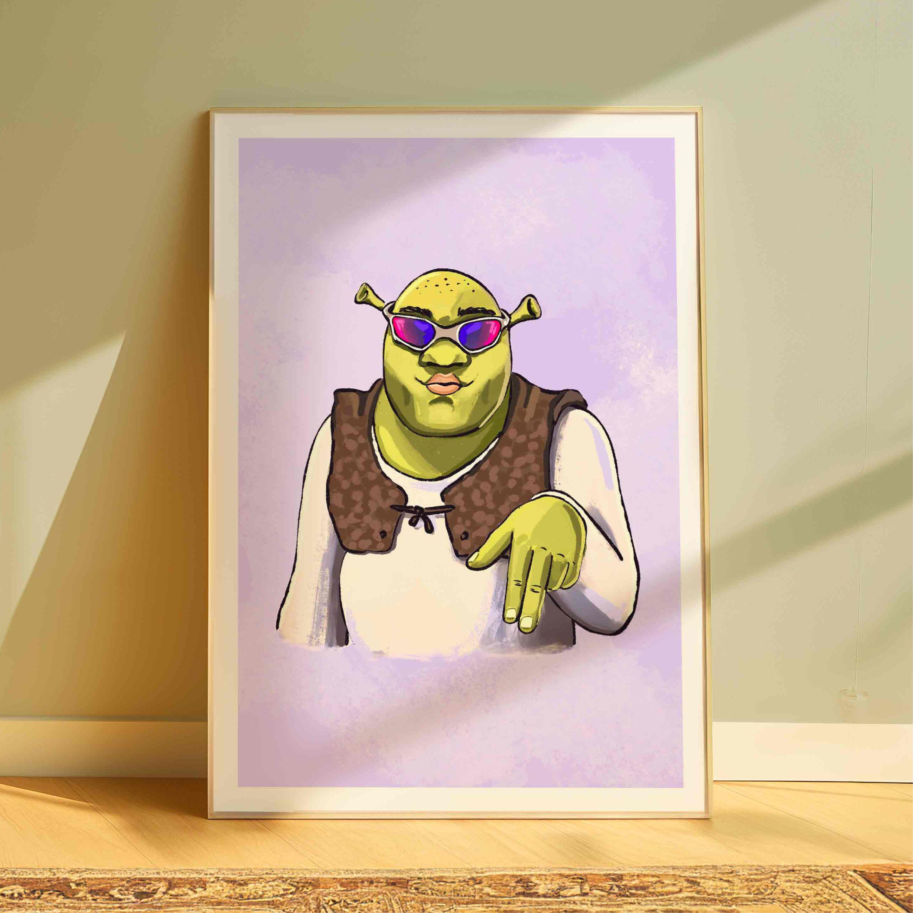 SHREK Poster, Printable Digital Poster, Hand Drawn Illustration, Wall ...