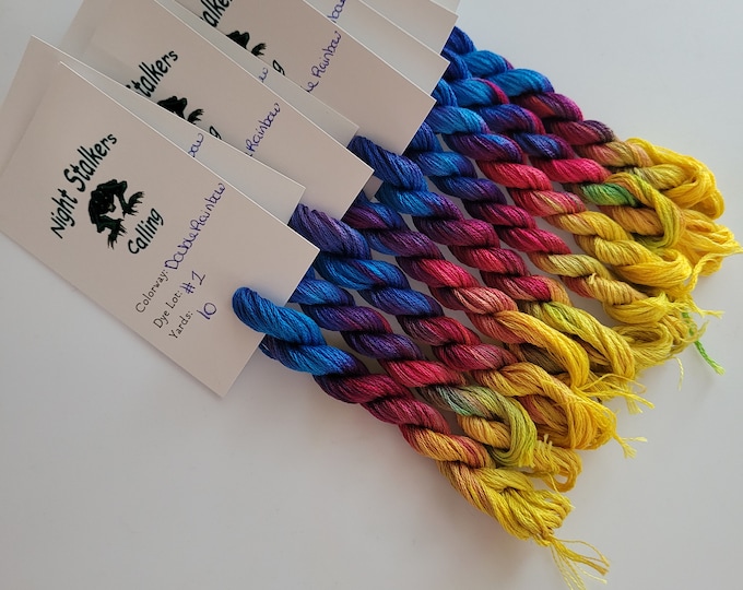 Double Rainbow- 6 Strand DMC Floss, Overdyed, Hand Dyed, Variegated ...