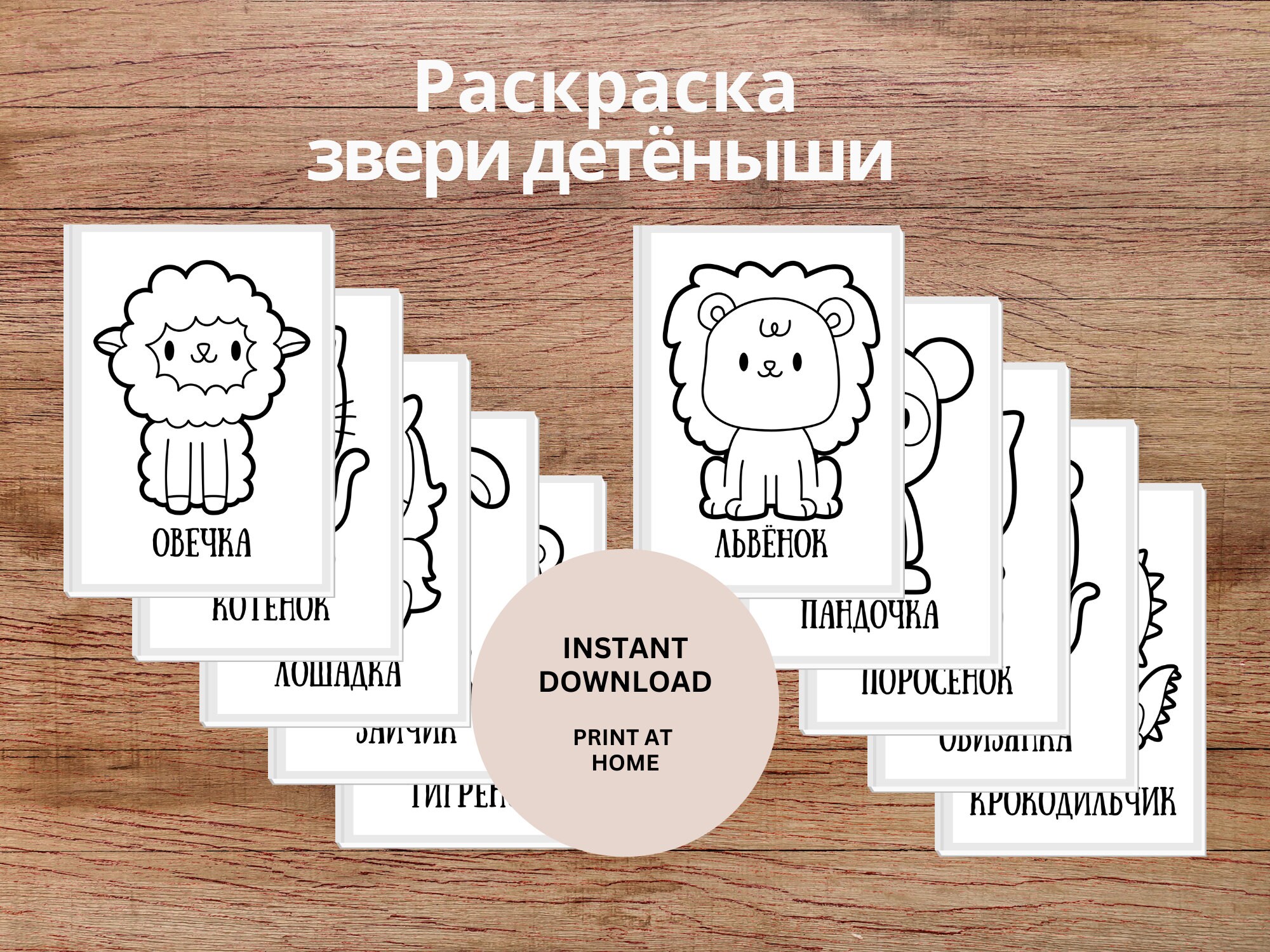 Russian Coloring Pages Cute Baby Animals 10 Pages звери детёныши ...