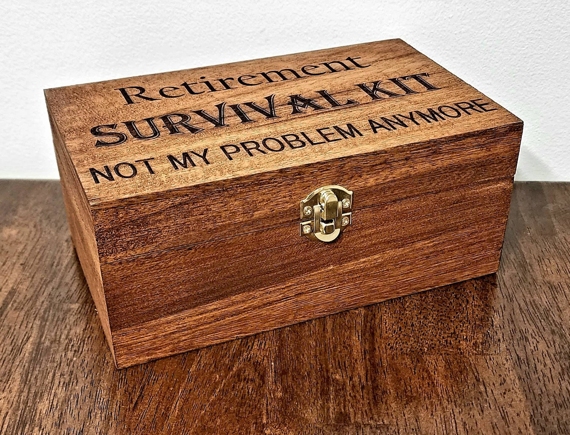 Retirement Survival Kit Box Wood Box With Optional Customization - Etsy