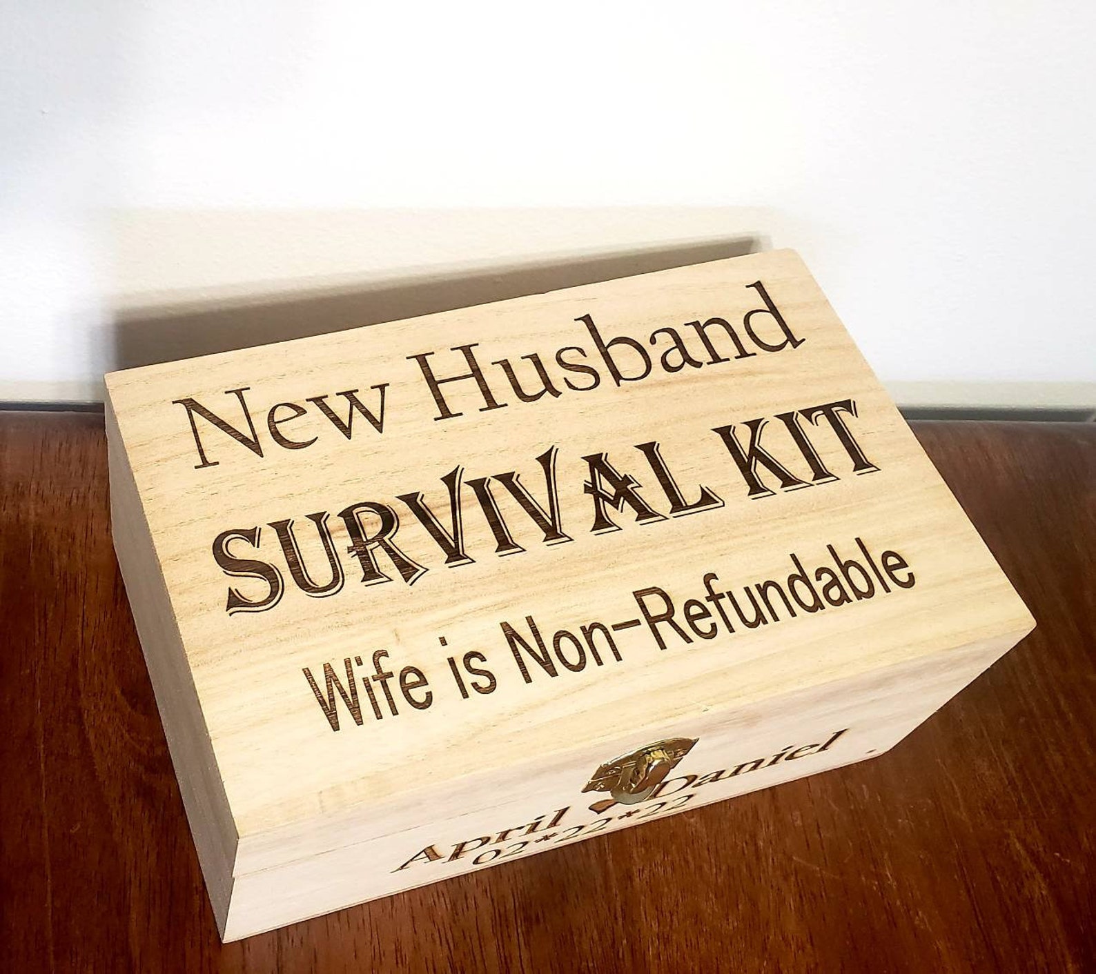 New Husband/groom Survival Kit Wooden Box With Optional - Etsy