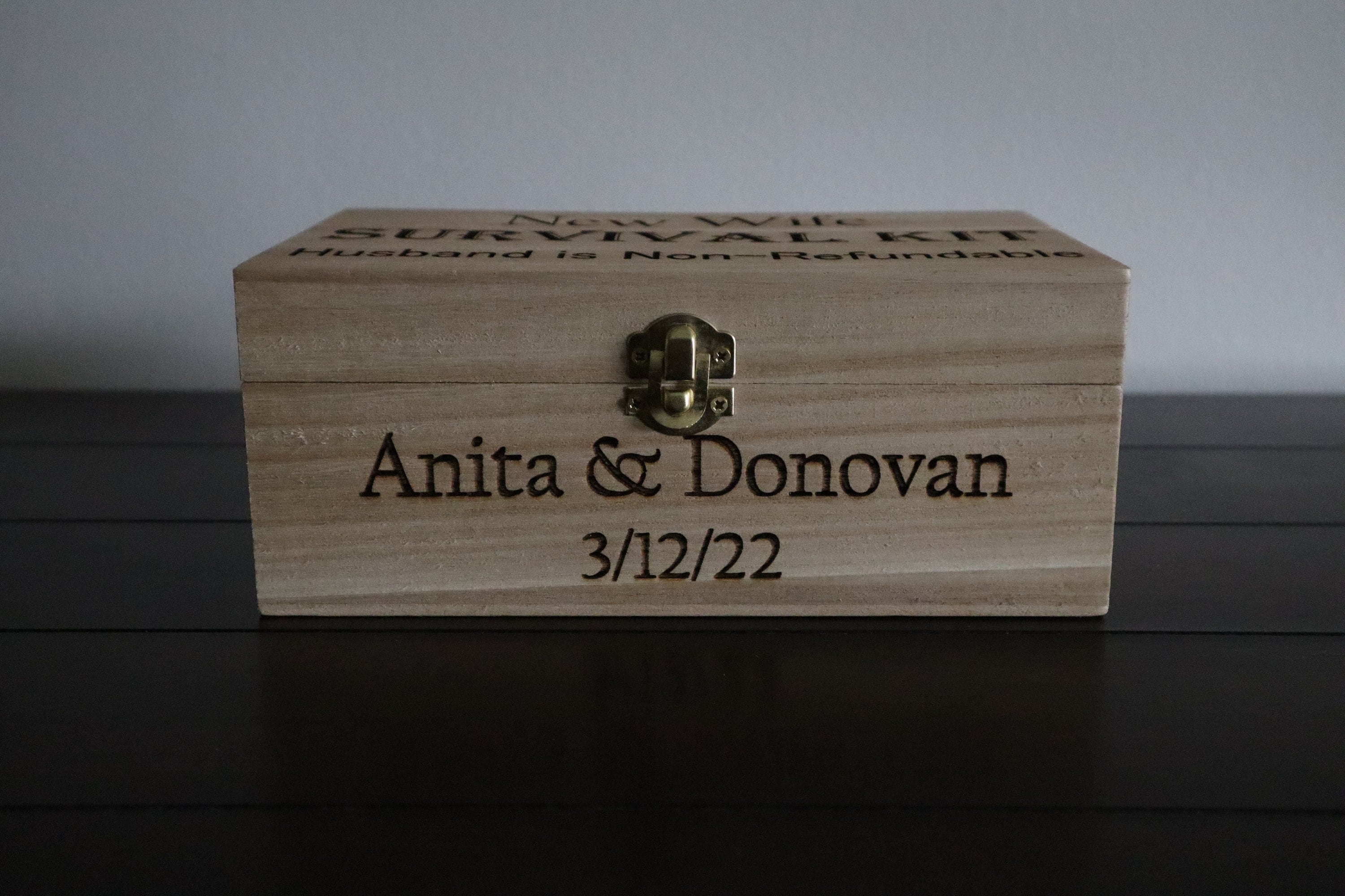 New Wife/bride Survival Kit Box Wood Box With Optional - Etsy