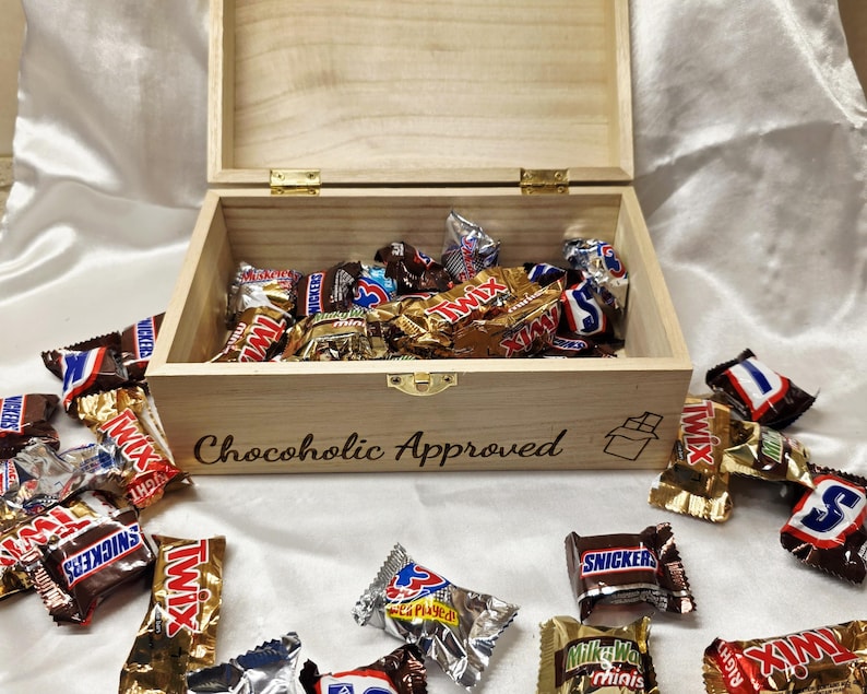 Personalized Chocolate Lover’s Survival Kit – Custom Engraved Wooden ...