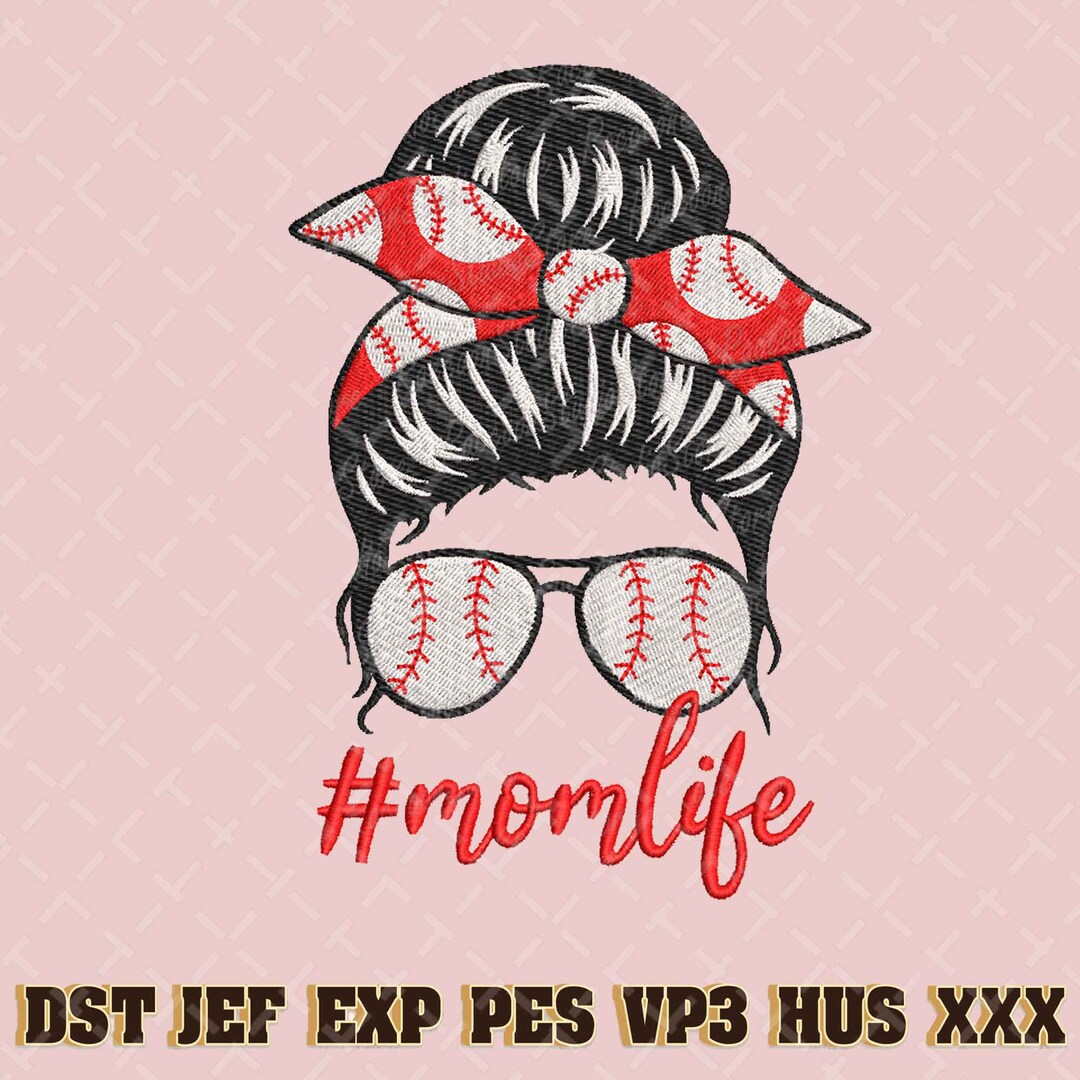 Baseball Mom Life Embroidery Design, Baseball Mom With Coquette Bow ...