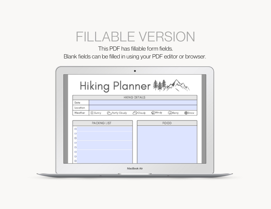 Hiking Planner, Trail Planner, Hiking Trip Itinerary Planner, Daily ...