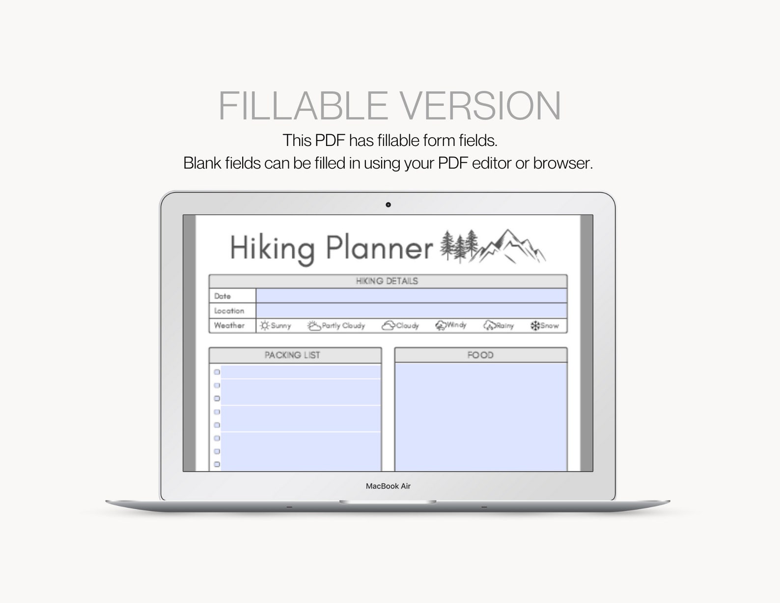 Hiking Planner, Trail Planner, Hiking Trip Itinerary Planner, Daily ...
