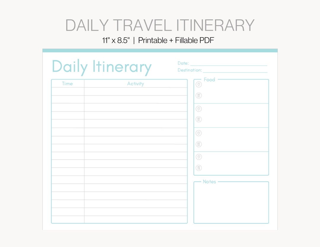Daily Travel Itinerary Planner, Trip Itinerary, Printable Planner ...