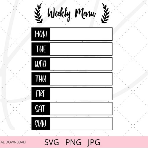 Weekly Menu SVG Meal Planner SVG Printable Meal Planner - Etsy Canada