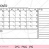 Monthly Calendar Svg, Printable Wall Calendar, Digital Download Svg - Etsy