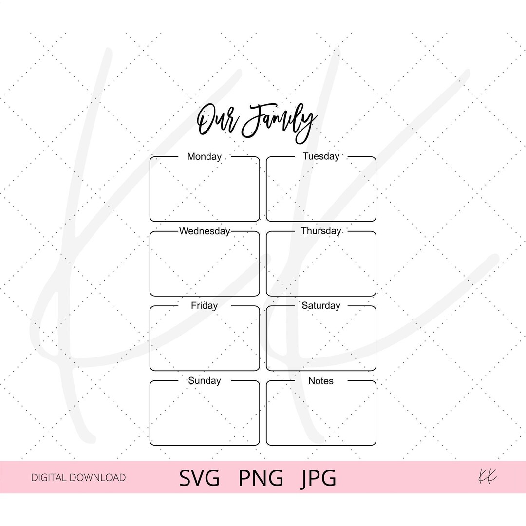 Weekly Planner SVG, Family Planner Cut File, Weekly Planner Printable ...